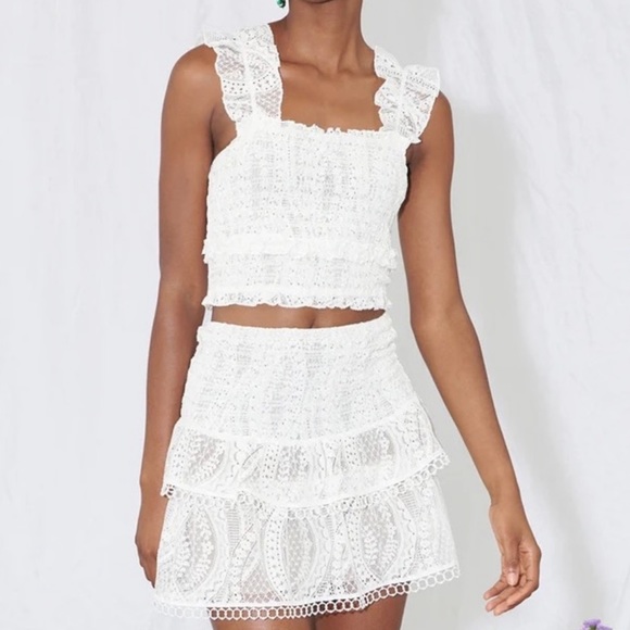 SAYLOR | Skirts | Saylor Celina Rope Chain Lace Mini Skirt Set Medium ...